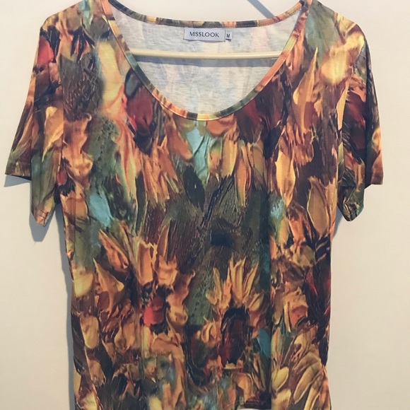 MISSLOOK | Tops | Short Sleeve Sunflower Design Miss Look | Poshmark